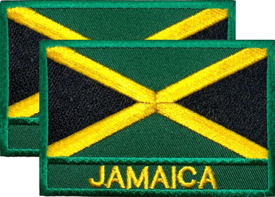 Amazon.com: DM 2 PCS Jamaica Flag Embroidered Patches 3X2 Inch, Set of 2 Iron On or Sew On ...