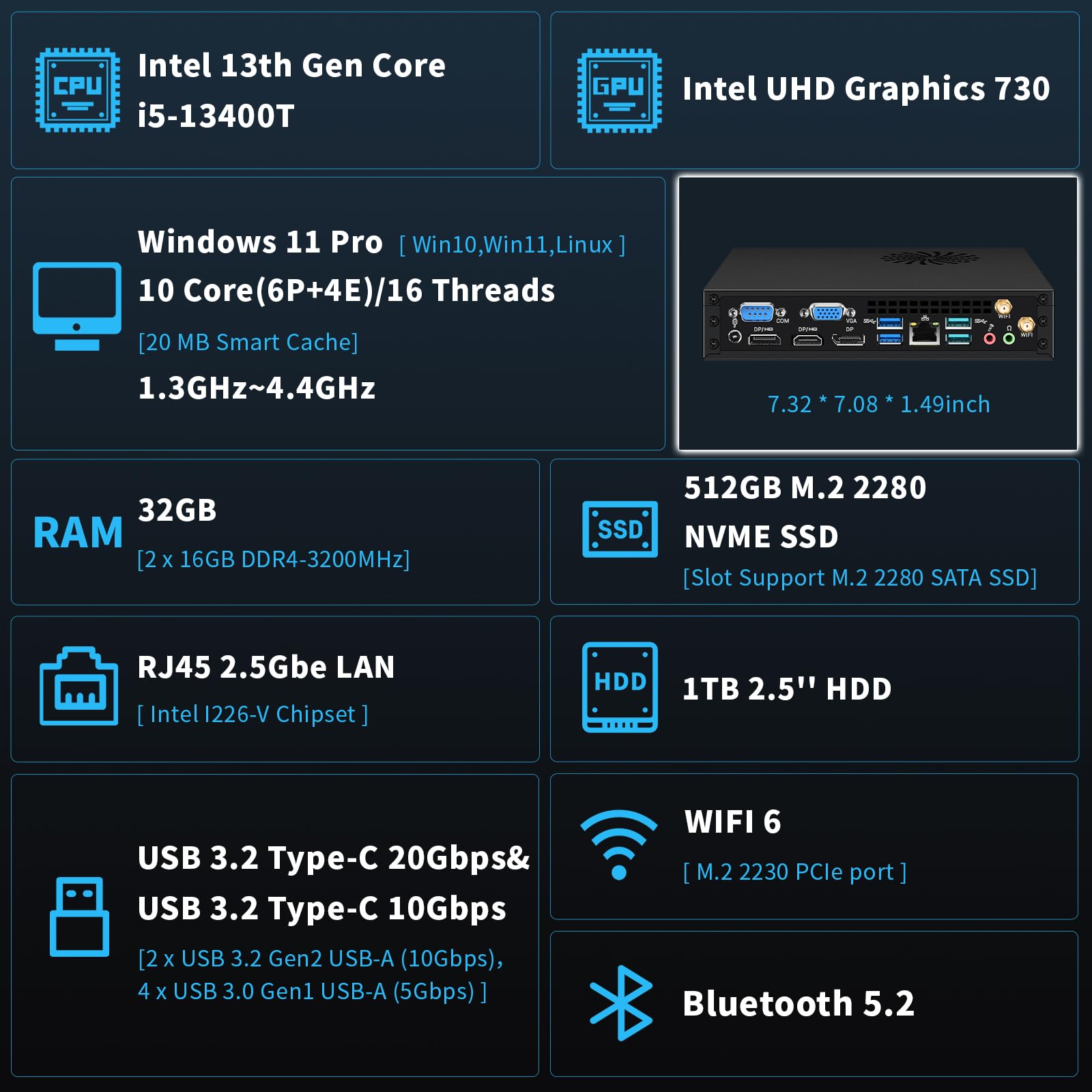 Snapklik.com : Desktop Computer Tower,Core For Intel 13th Gen i5-13400T ...