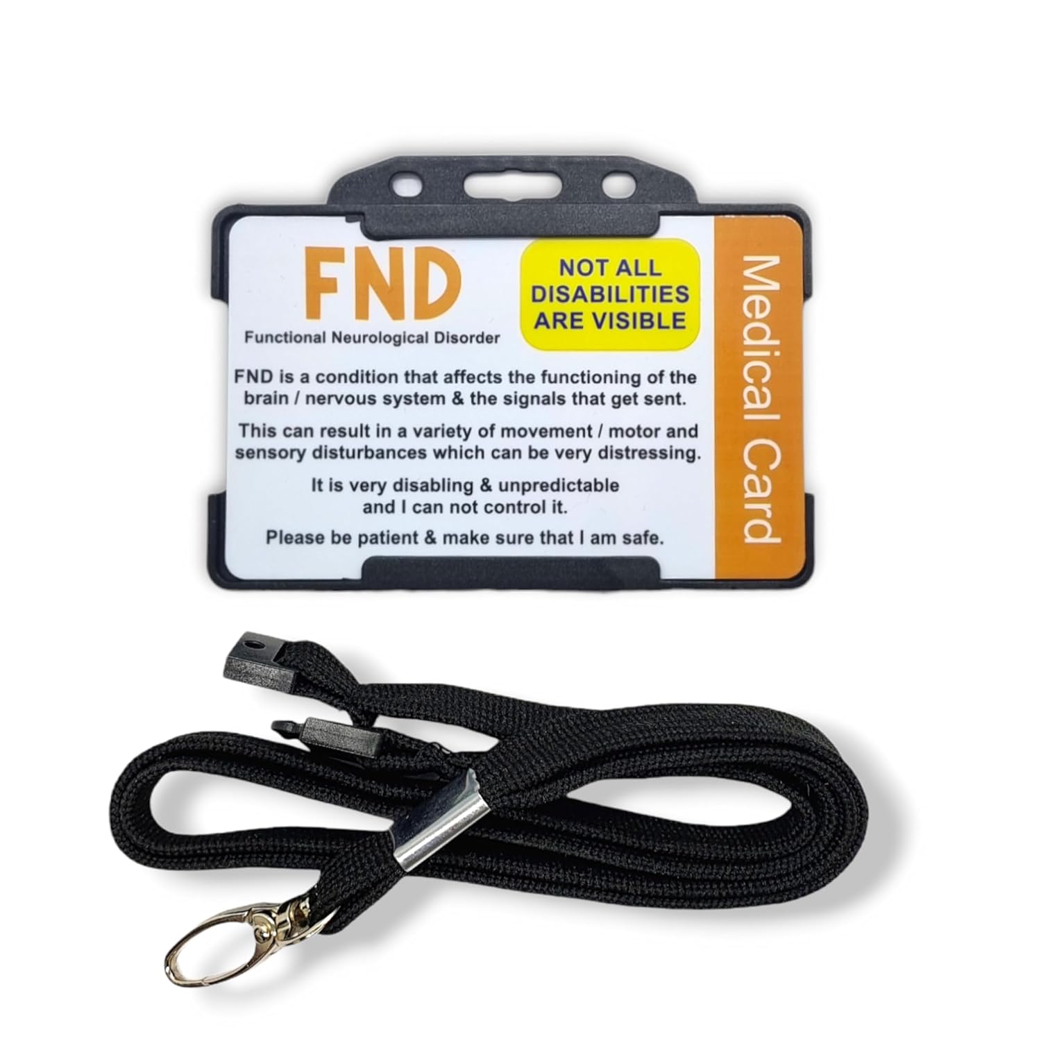 FND Awareness Medical Card with Lanyard - Hidden Disability Awareness ...