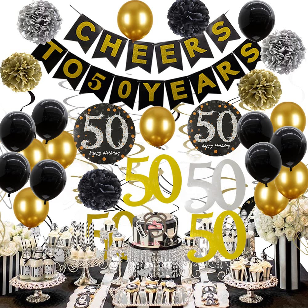 Buy 50th Birthday Decorations for Men Cheers to 50 Years Birthday ...