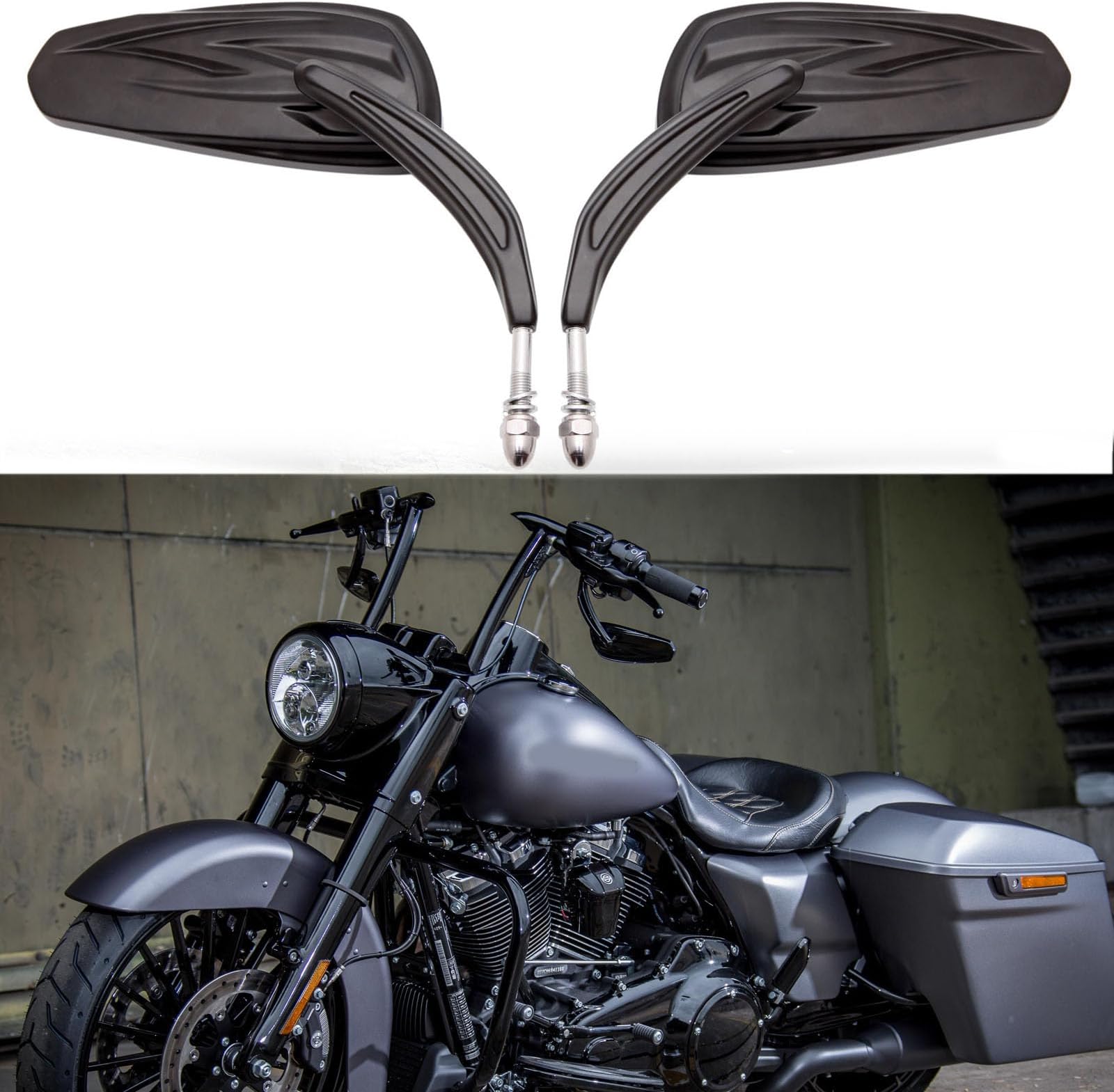 Amazon.com: Black Motorcycle 8mm Rearview Mirrors Compatiable with ...