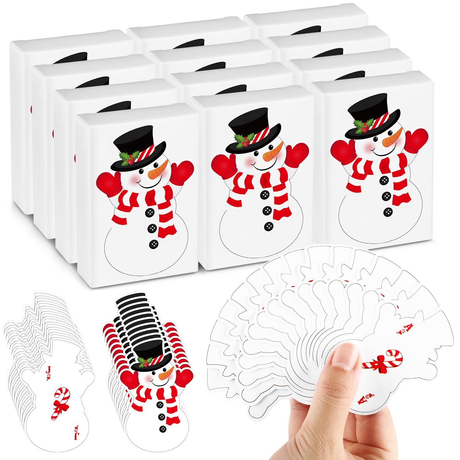 Amazon.com: Foilswirl 12 Decks Christmas Playing Cards Snowman Shaped ...