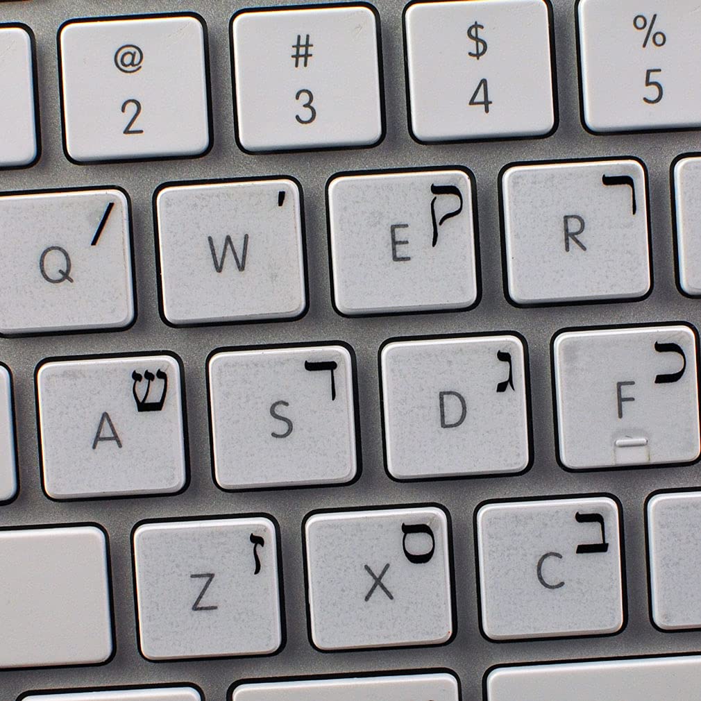 HEBREW APPLE KEYBOARD LABELS LAYOUT WITH BLUE, BLACK, ORANGE, RED OR ...