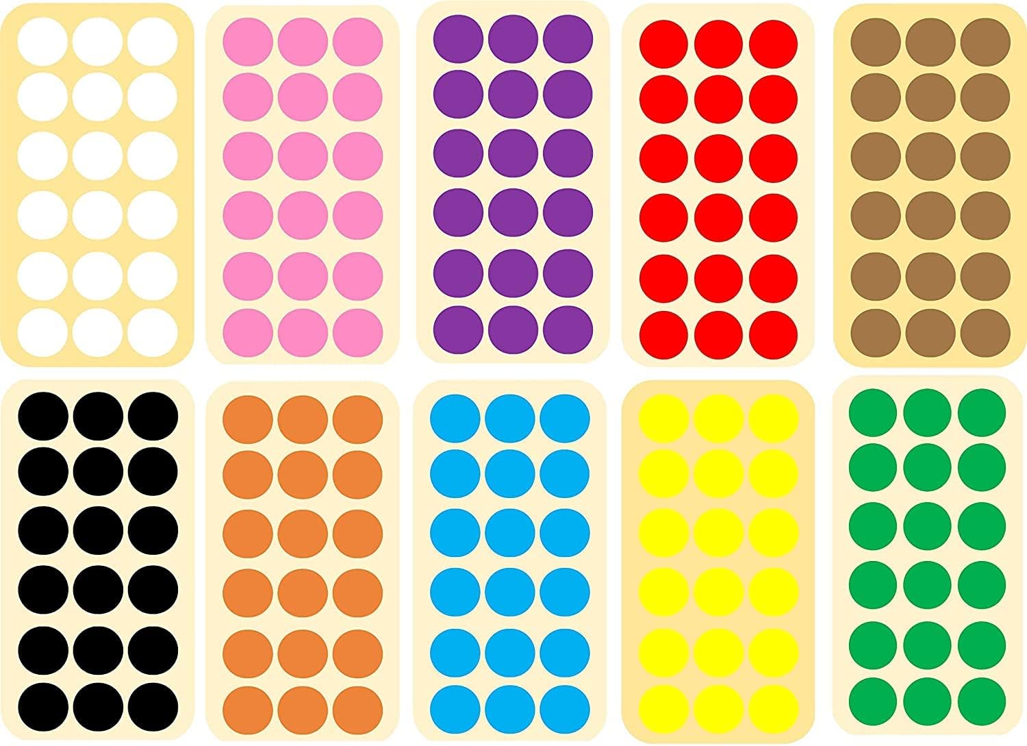 Clickedin Round Color Circle Dot Sticker Labels (1 Inch)12 Different ...