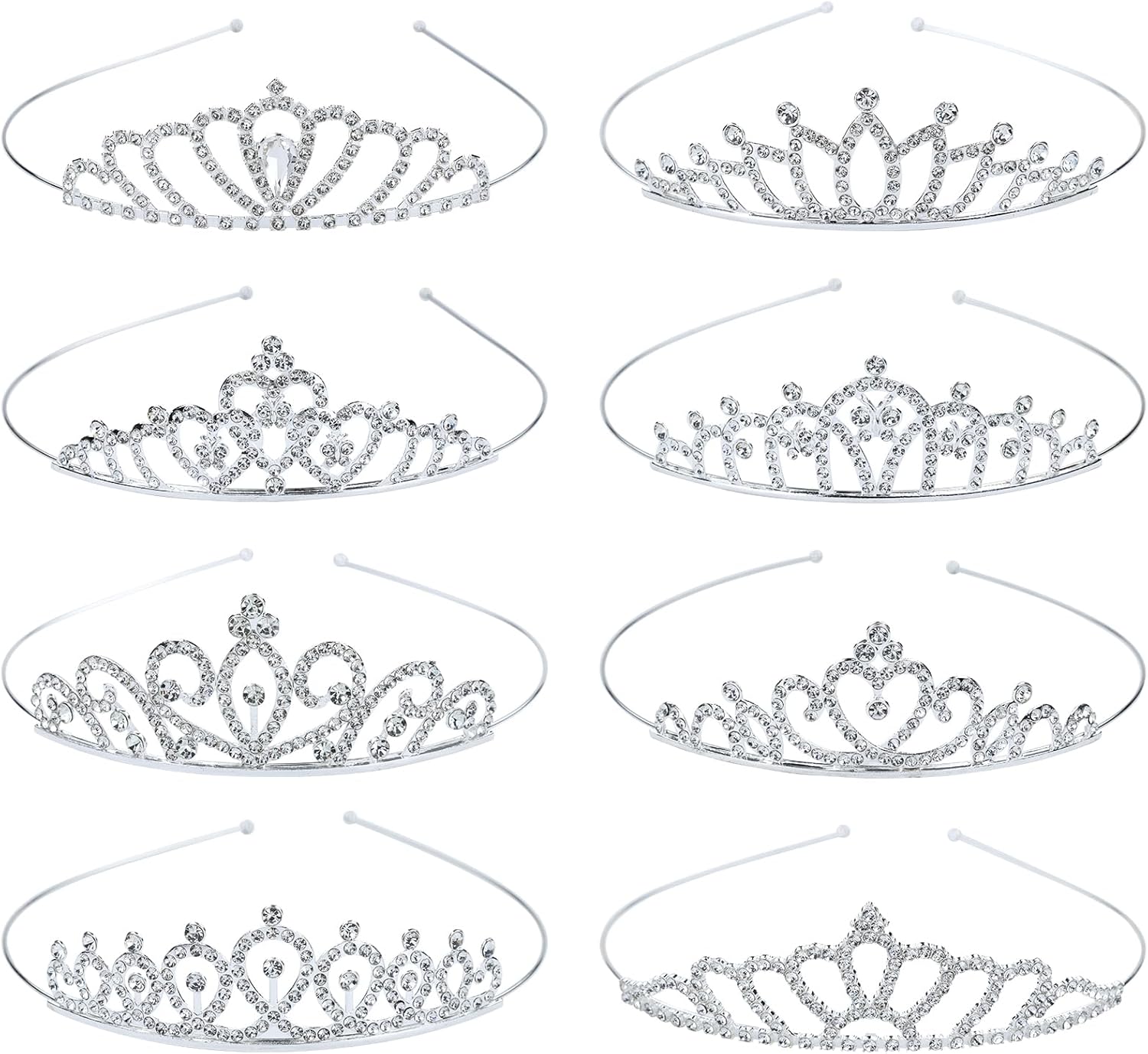 Amazon.com: Lawie 8 Pack Birthday Tiaras for Girls, Rhinestone Crystal ...