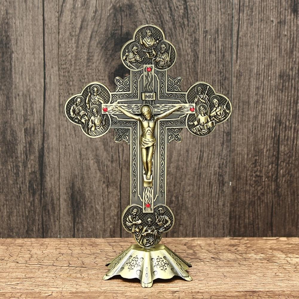 Froiny Crucifijo de pared de latón crucifijo de Jesucristo, altar, cruz ...