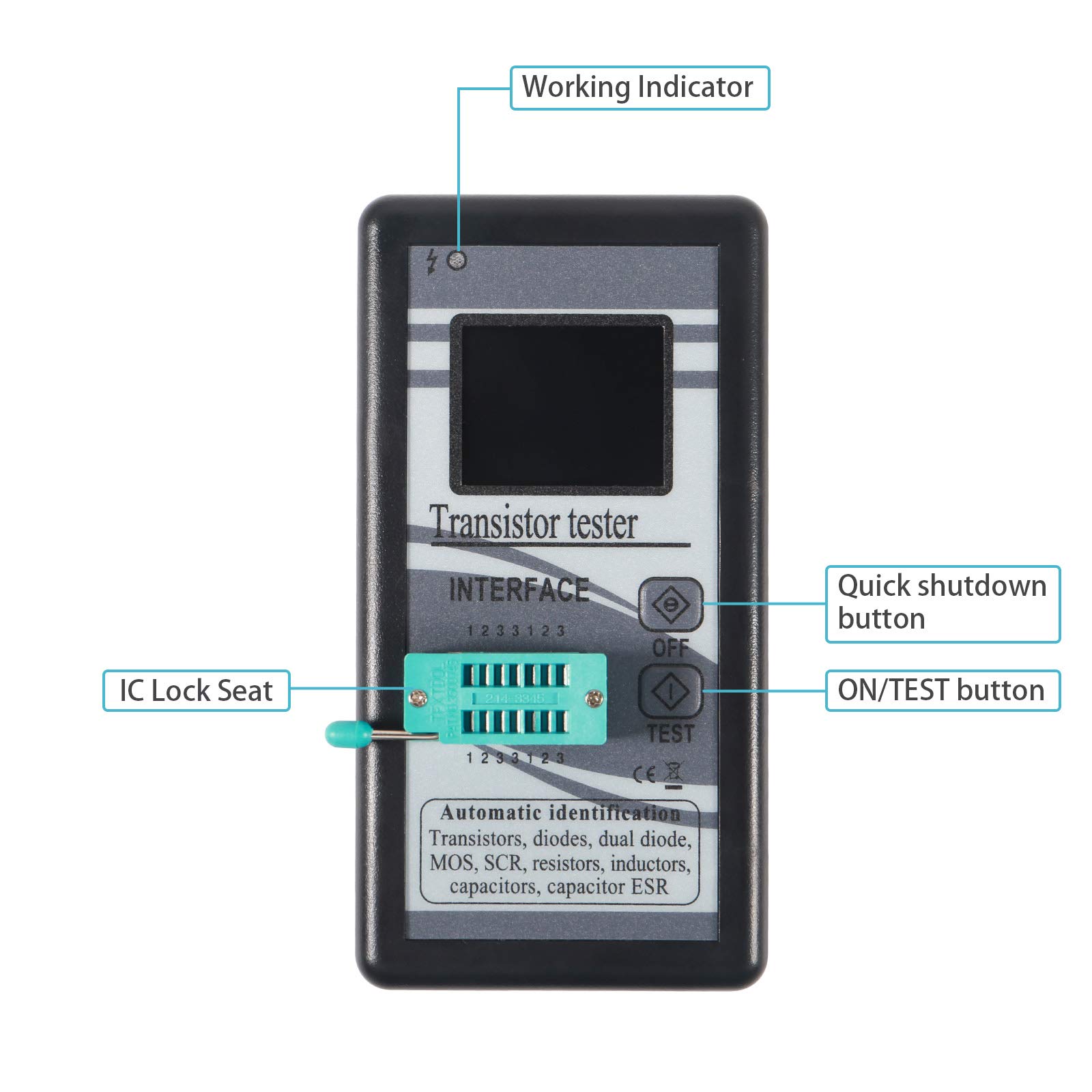 Snapklik.com : 1PACK Transistor Tester,Mosfet Transistor Capacitor ...