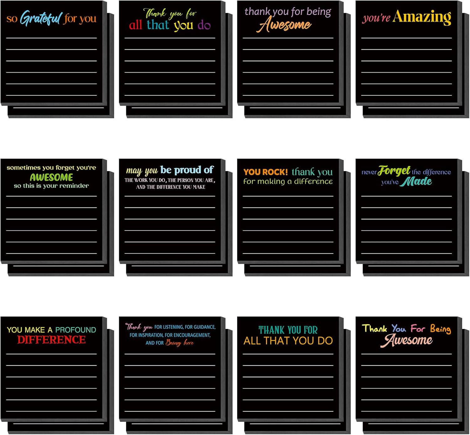 Amazon.com : Yinder 24 Pcs Inspirational Sticky Notes with Lines Cute ...