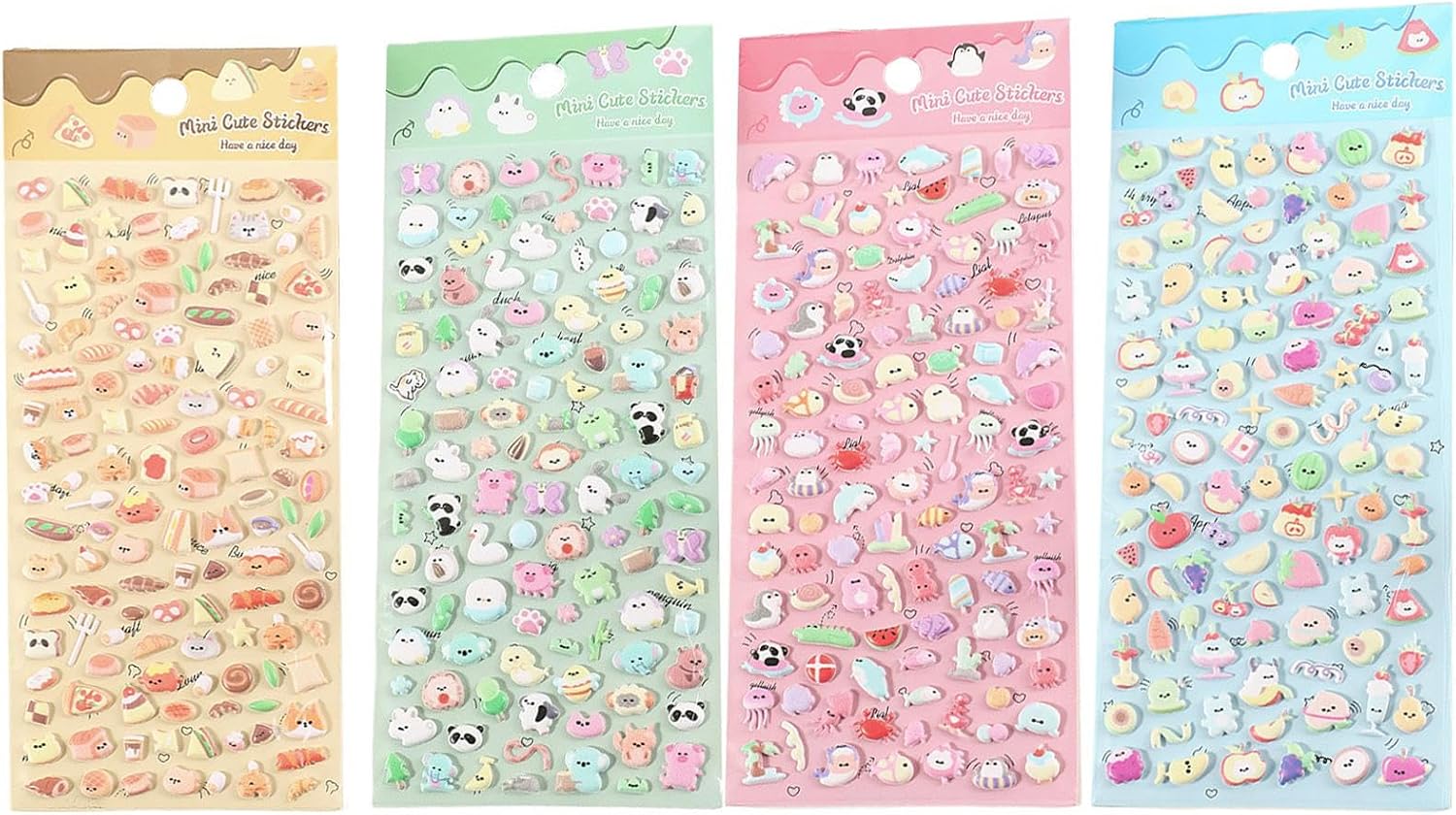 Cute 3D Stickers - 3D Reusable Toys Cartoon,Small Cute Bread Bubble ...