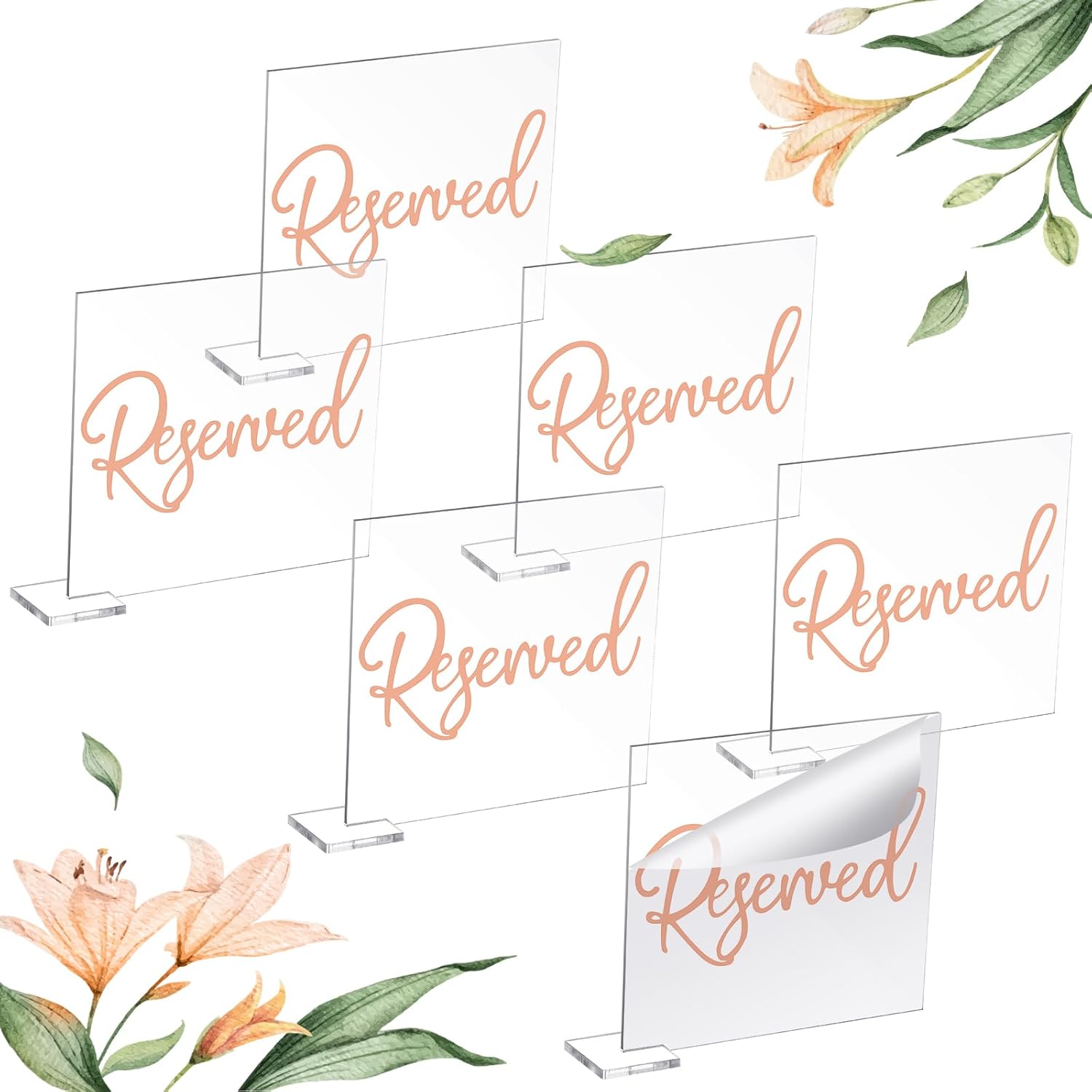 Amazon.com : Bucherry 6 Pcs Rose Gold Reserved Table Signs for Wedding ...