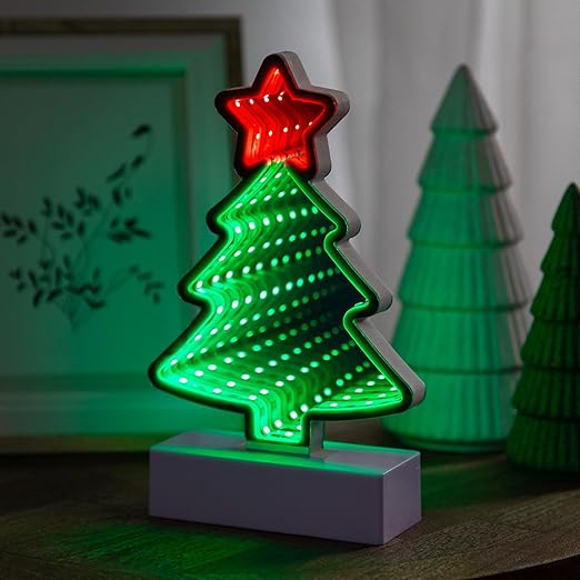 Amazon.com: Northlight LED 3D Christmas Tree Infinity Mirror - 8 ...