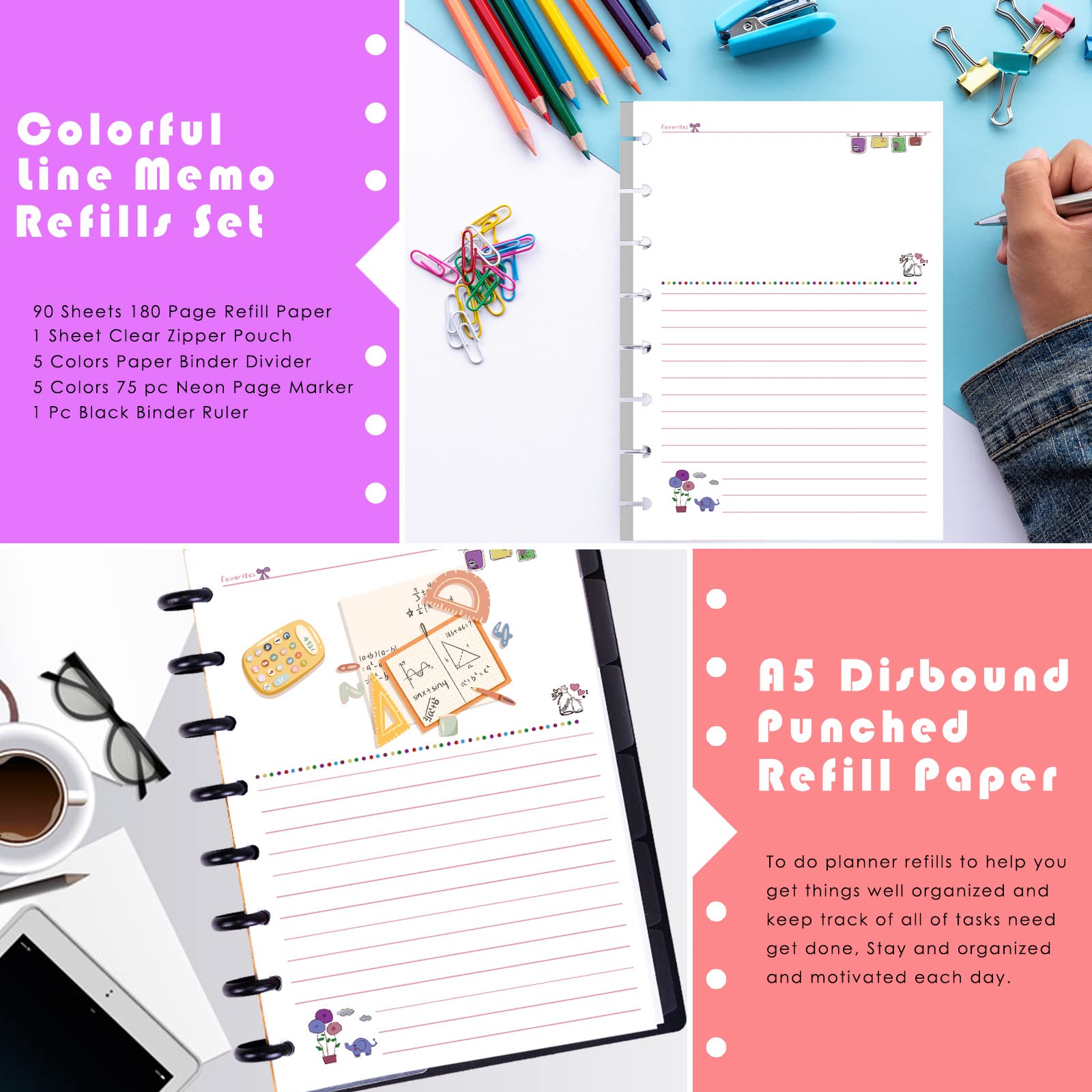 Snapklik.com : Discbound Notebook Refills, 180 Pages 8 Hole Punched ...