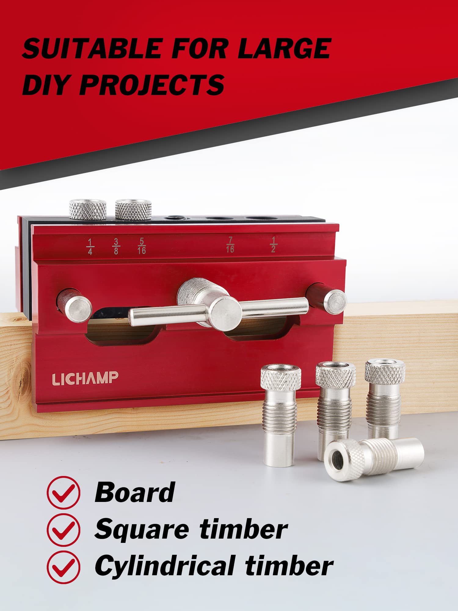Lichamp Self Centering Dowel Jig Kit for Woodworking, include 6 Pieces ...