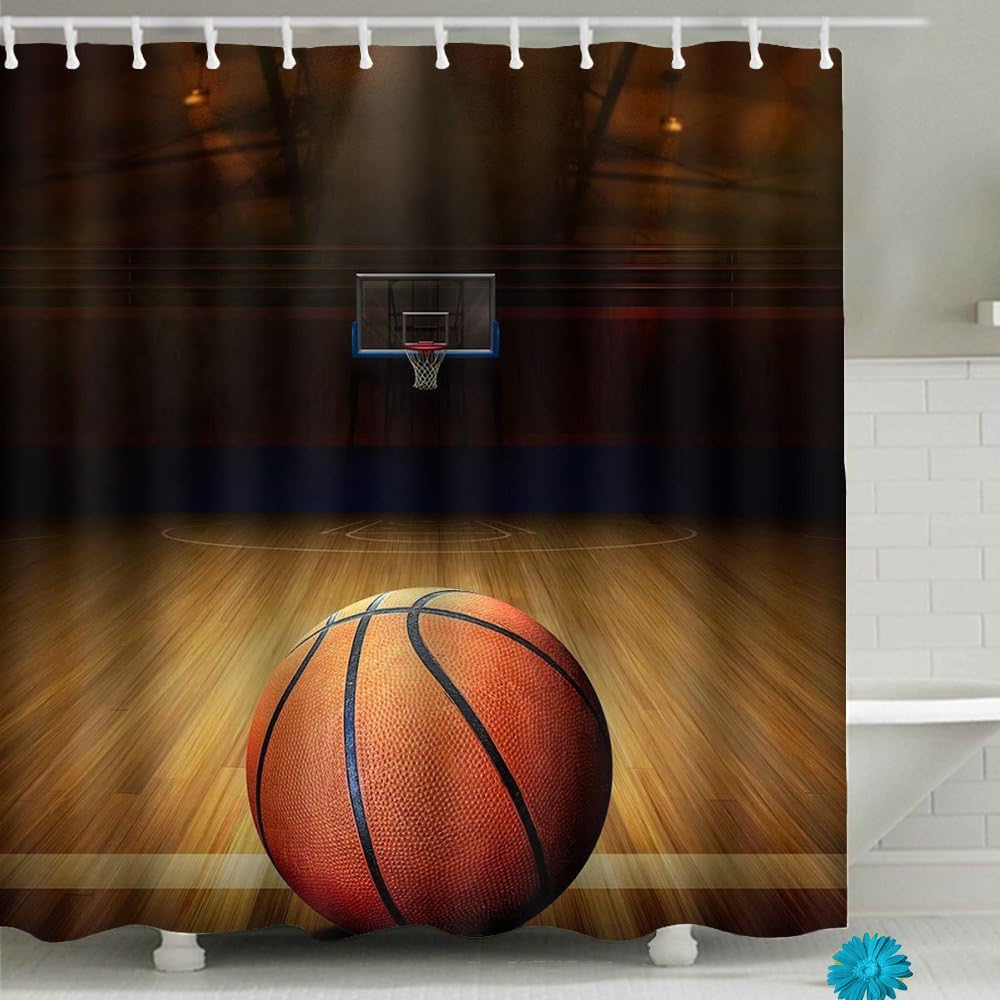 Amazon.com: PAEOT Basketball Shower Curtain, Boys Playing Basketball in ...