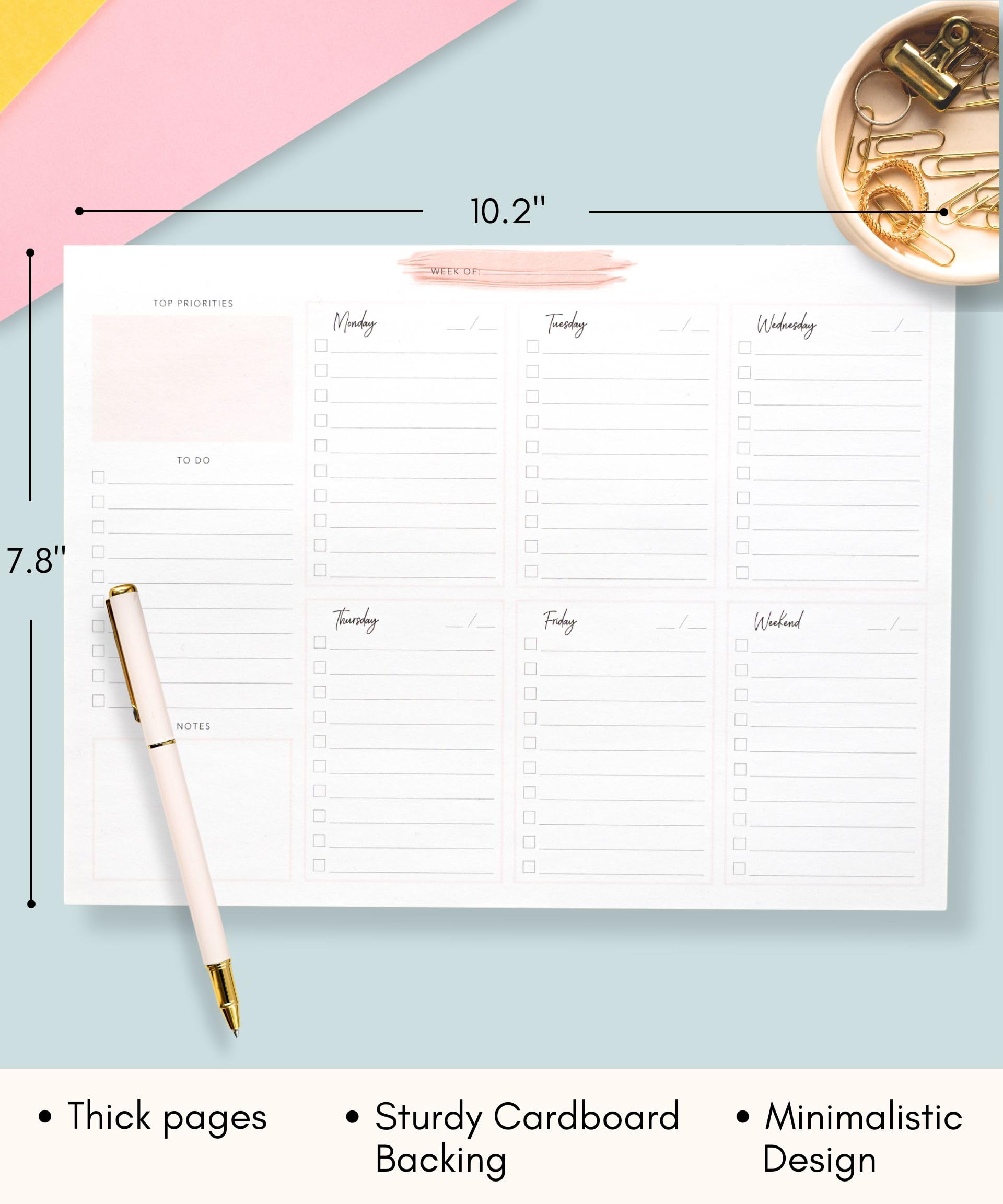 Snapklik.com : Lamare Weekly Planner Notepad Premium Undated Weekly To ...