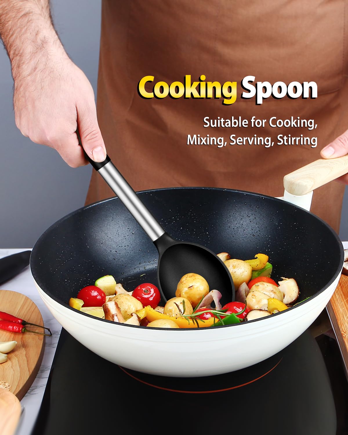 Snapklik.com : Silicone Pasta Fork And Cooking Spoon Set, Non Stick ...