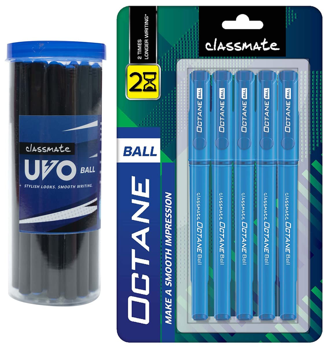 Classmate Uvo Ball Pen & Classmate Octane- Blue Ball Pens (pack Of 5 ...