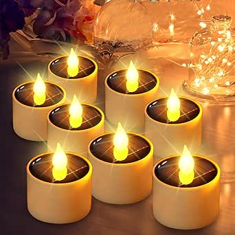 Amazon.com: Solar Tea Lights Outdoor Waterproof - 8 Pack Rechargeable ...