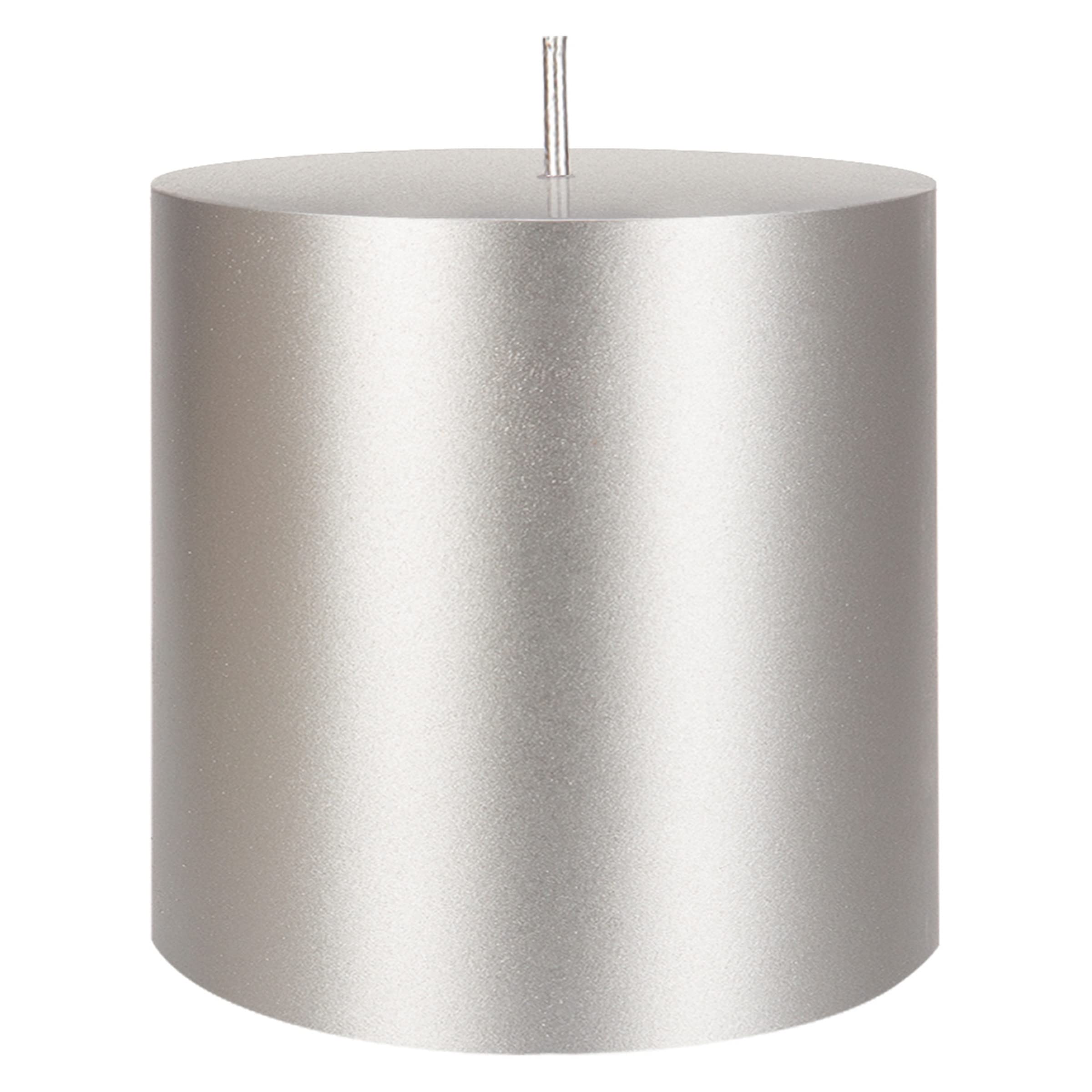 Amazon.com: Mega Candles 1 pc Unscented Solid Silver Pillar Candles ...