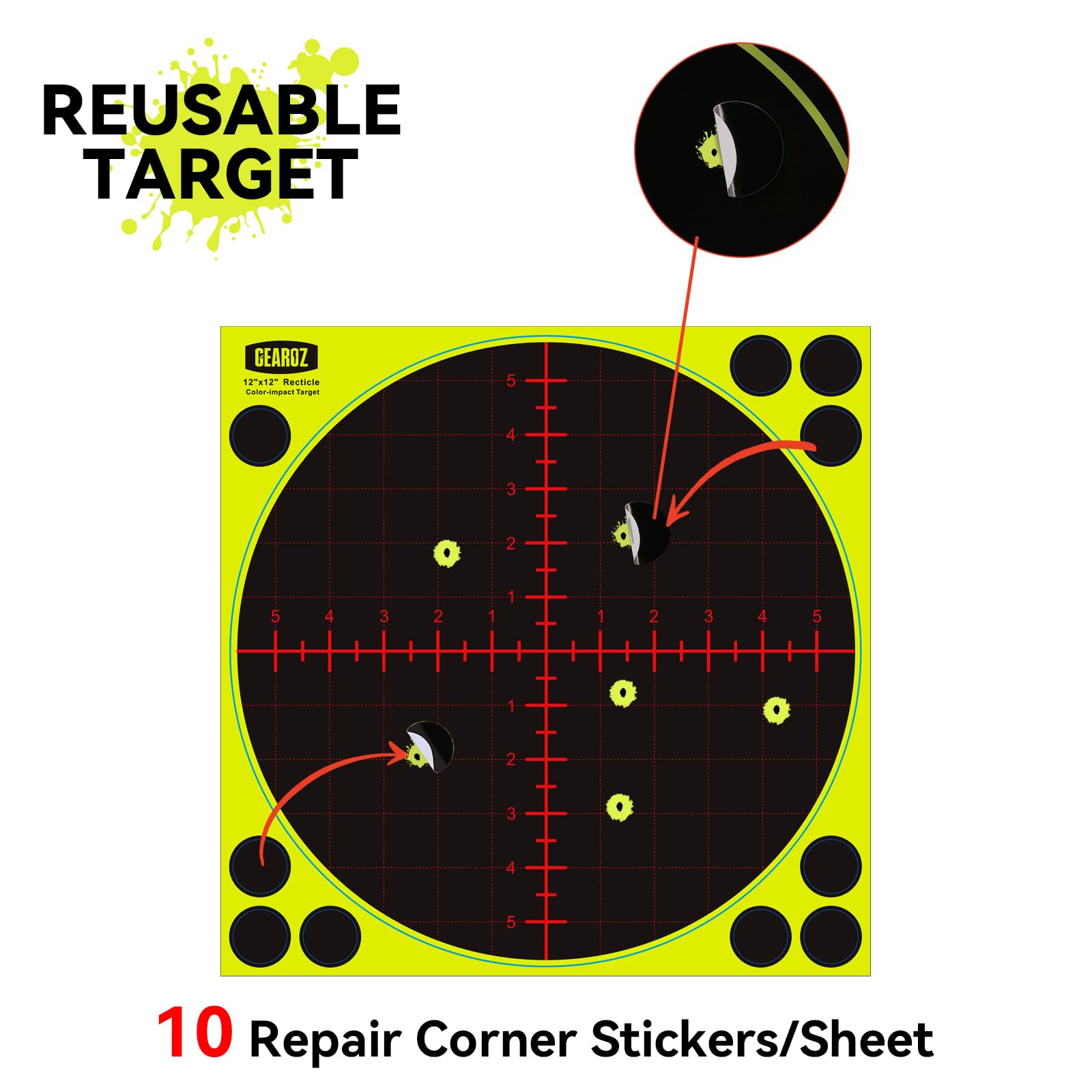 Snapklik.com : GearOZ Sight In Splatter Target 12 Self Adhesive ...