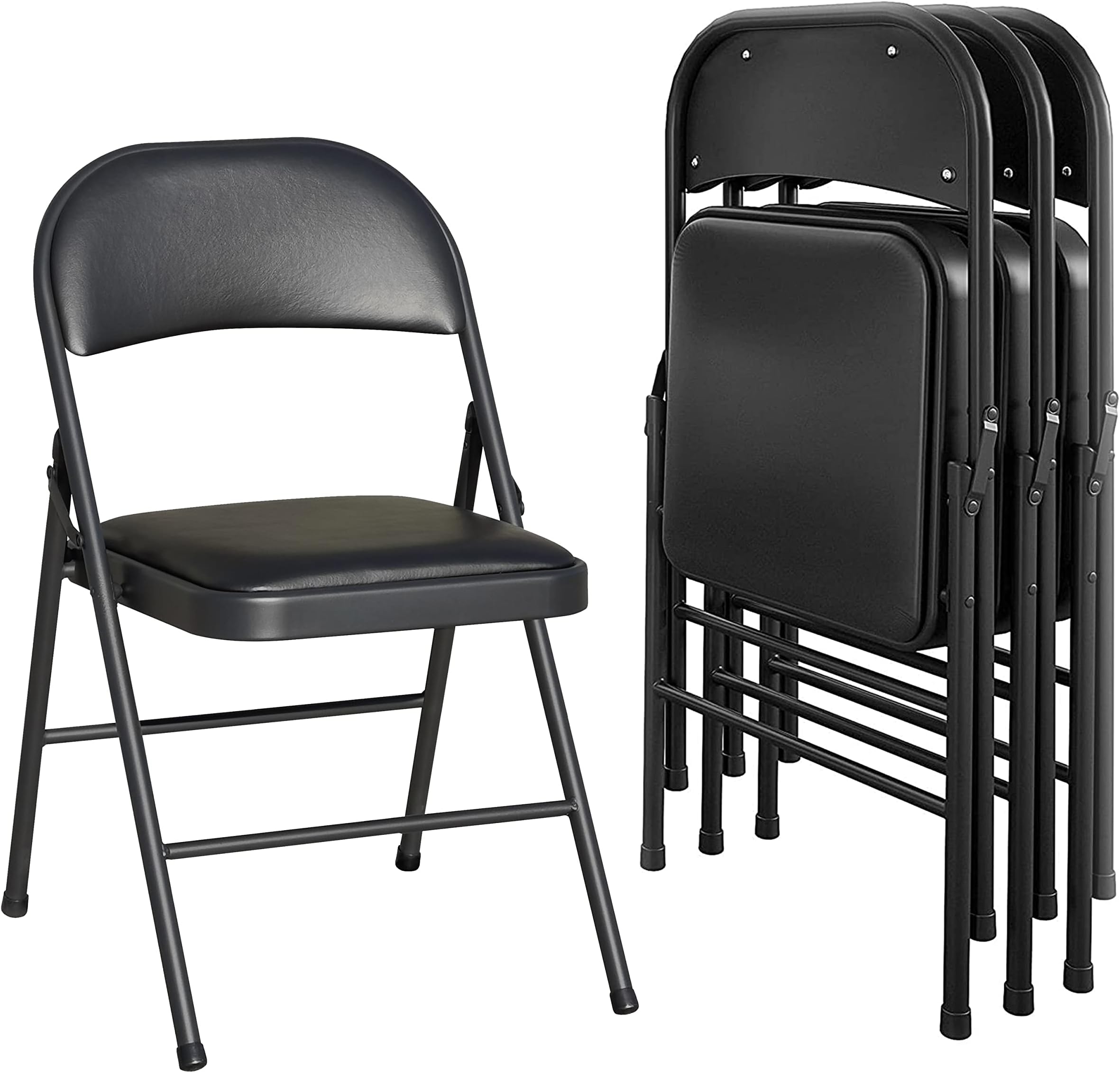 KAIHAOWIN Folding Chairs set of 4 Vinyl Foldable Chairs Portable Easy ...