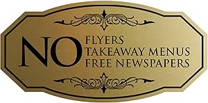 Amazon.com : Signs ByLITA Victorian No Flyers No Takeaway Menus No Free ...