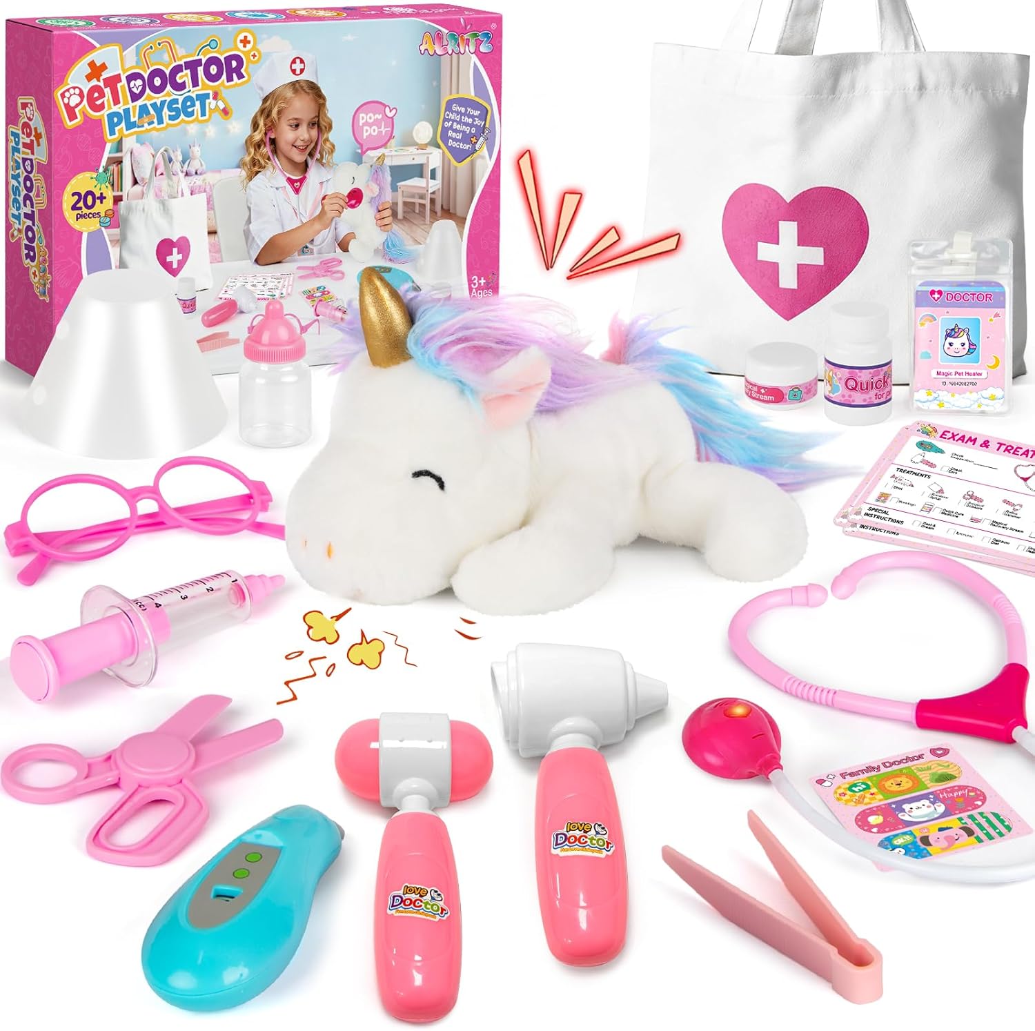 Amazon.com: Alritz Unicorn Doctor Kit for Girls - Pretend Play Toys ...