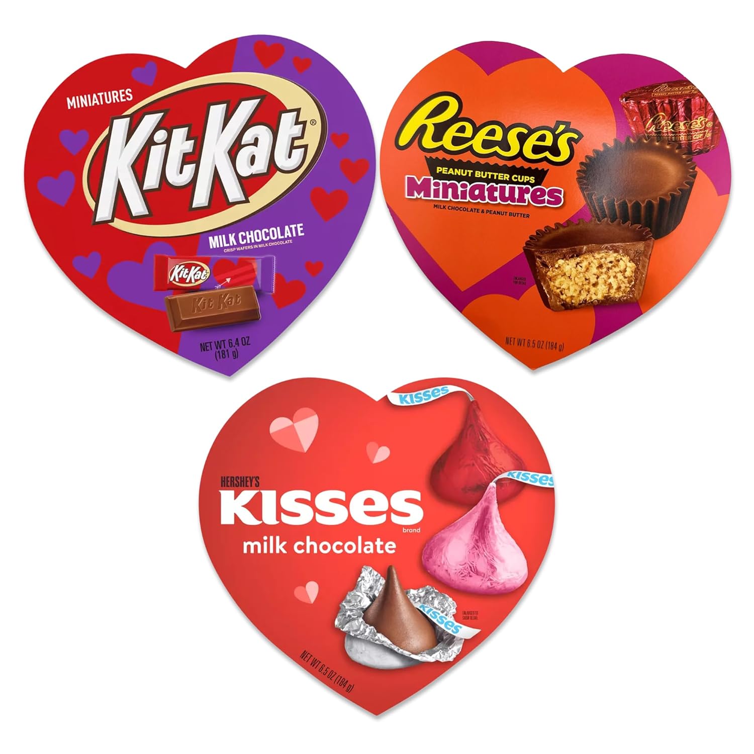 Reeses Hearts, Kit Kat Hearts y Hershey’s Kisses – Caja de corazón de ...