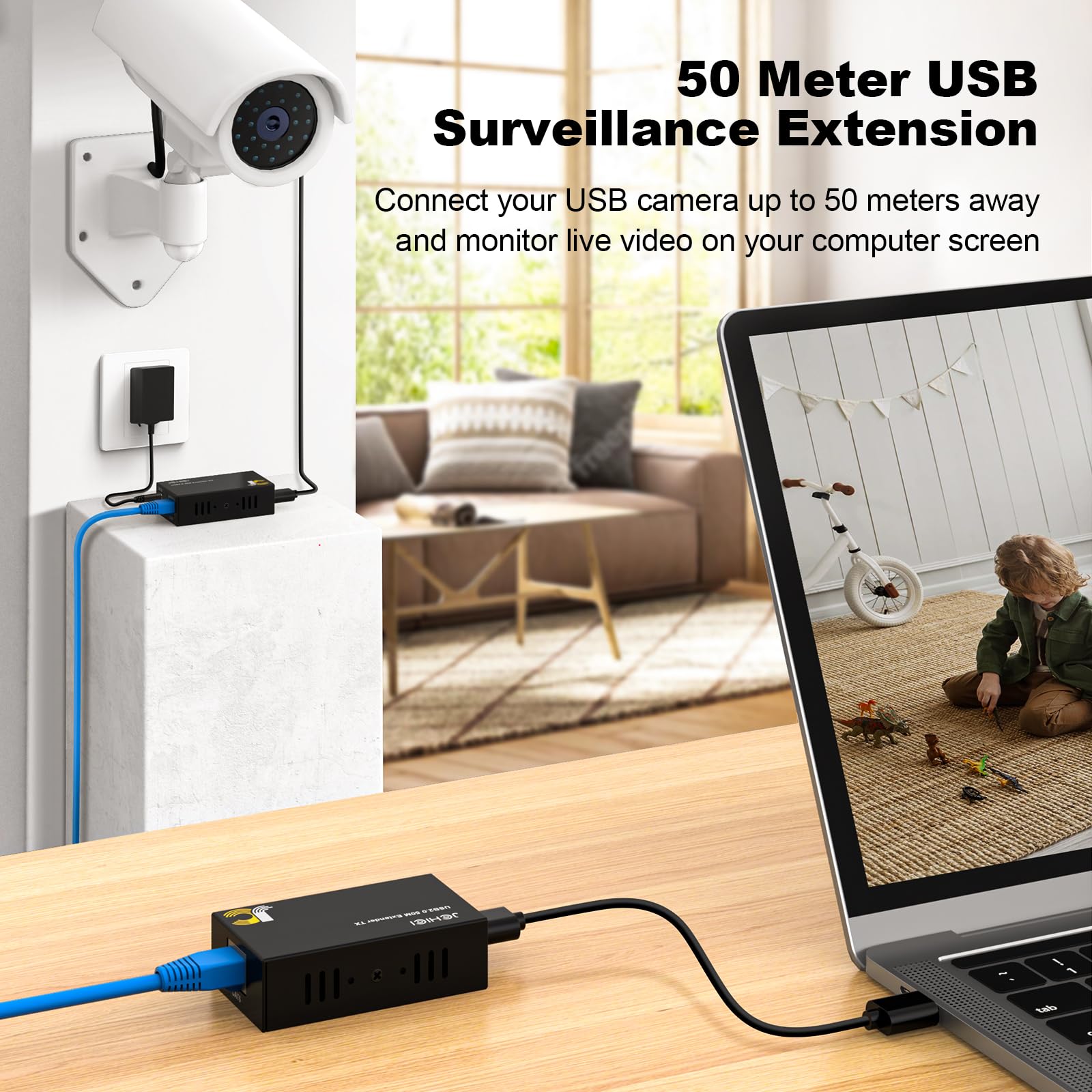 Snapklik.com : USB Extender Over Cat6/7 Up to165ft/50M, 4 USB 2.0 Ports ...