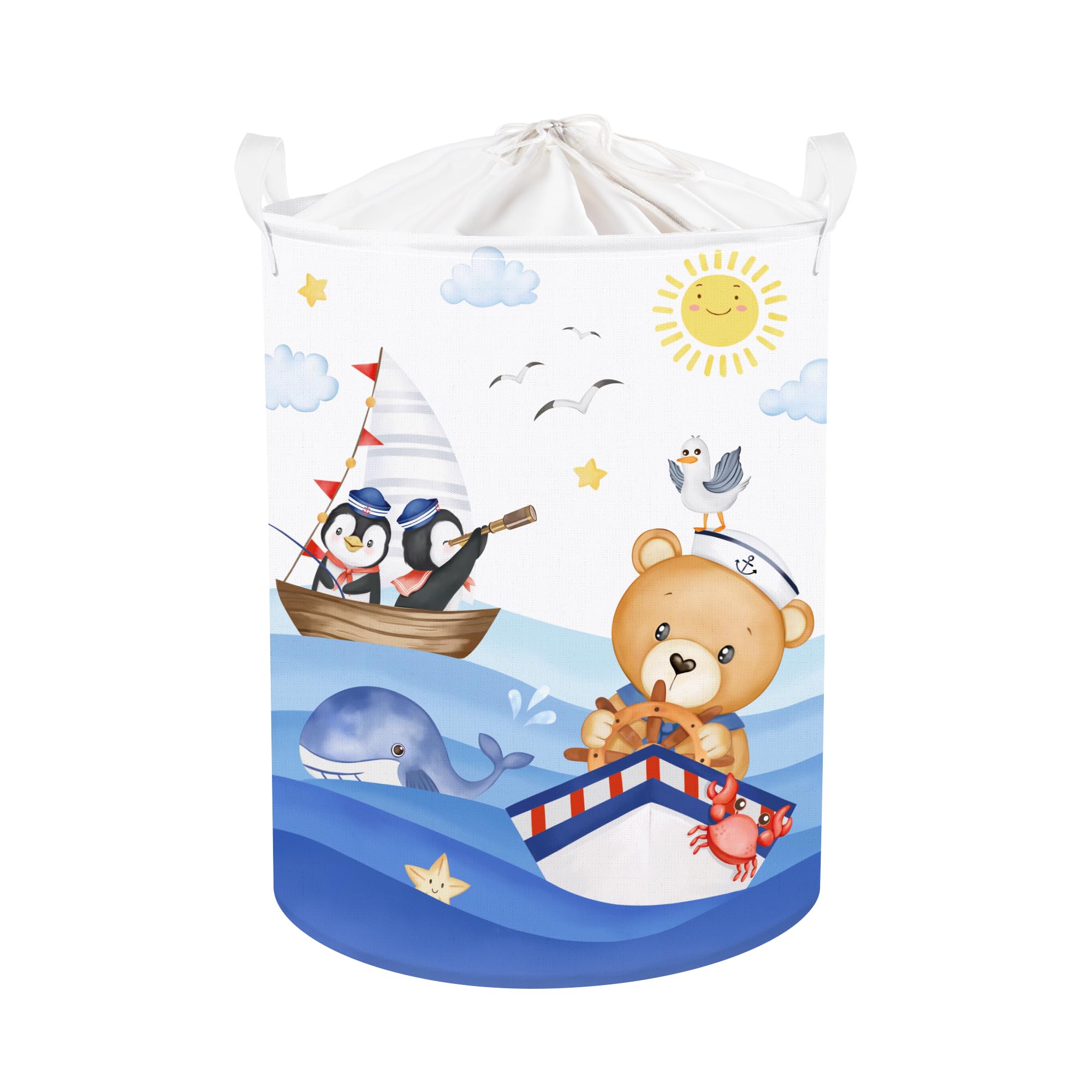 Amazon.com: Clastyle 45L Blue Nautical Animals Kids Laundry Hamper Sea ...
