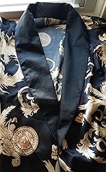 Haseil Men's Satin Robe Dragon Luxurious Silk Spa Long Sleeve House ...