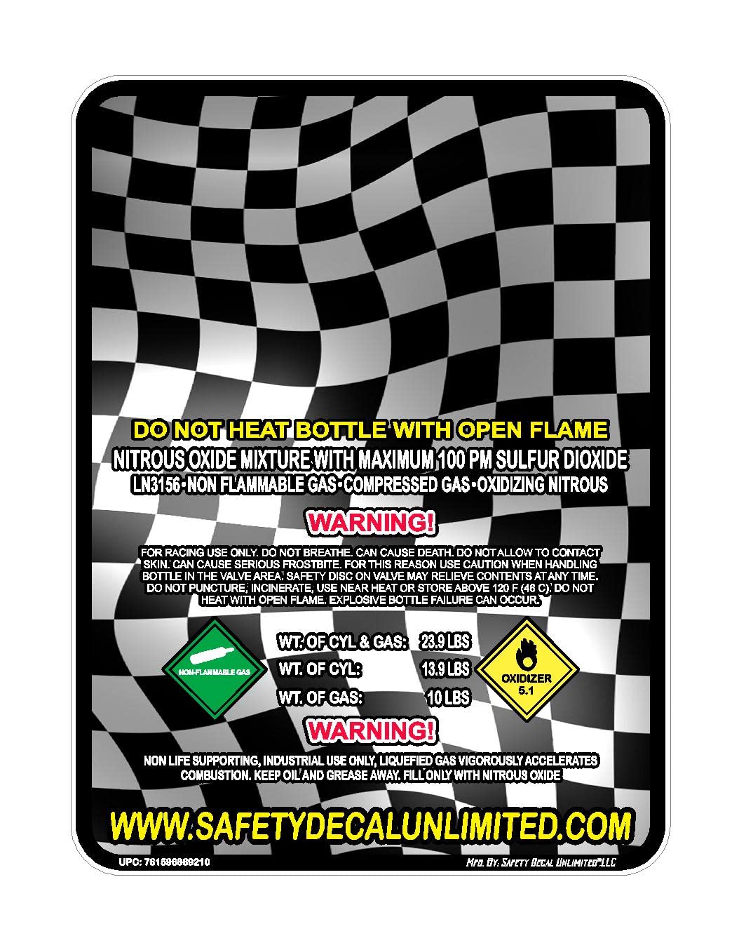 Amazon.com - Safety Decal Unlimited Checker Flag NX NOS NO Racing ...