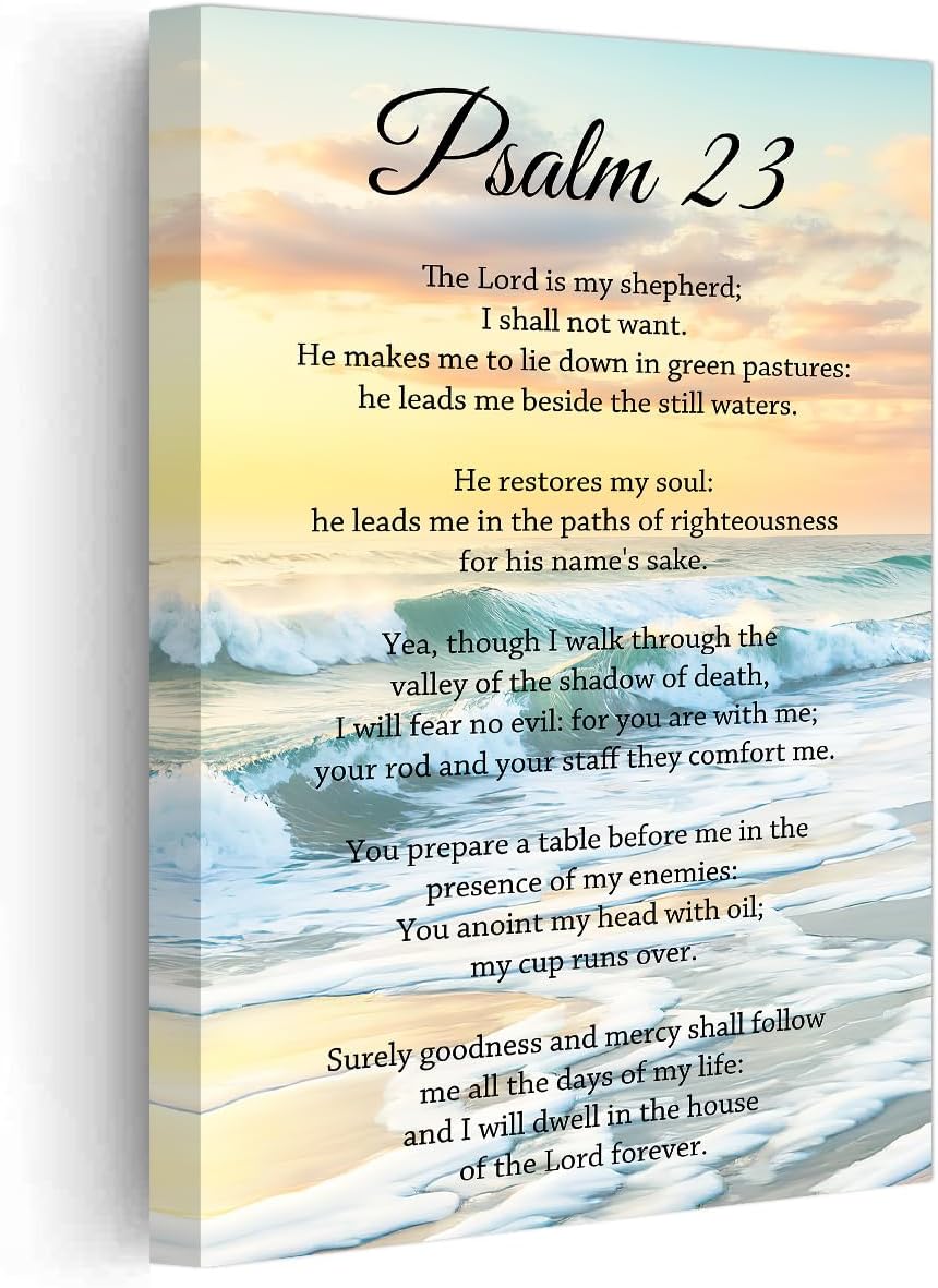 Amazon.com: PBXBJY Psalm 23 Canvas Wall Art Christian Bible Verses ...
