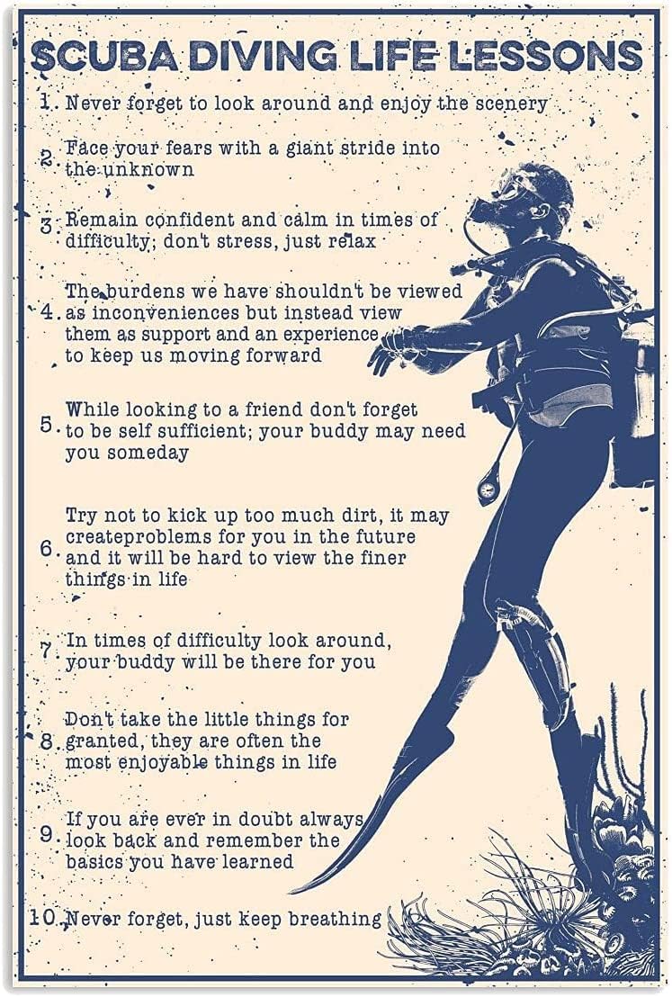 Amazon.com: Youpinnong Scuba Diving Life Lessons Tin Sign Inspirational ...