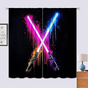 Amazon.com: OLYPRO Lightsaber Rod Pocket Blackout Window Curtain 2 ...