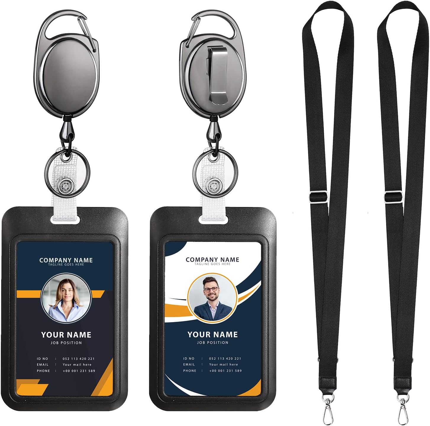 Amazon.com : 2 Pack Retractable ID Badge Holder with Adjustable Lanyard ...