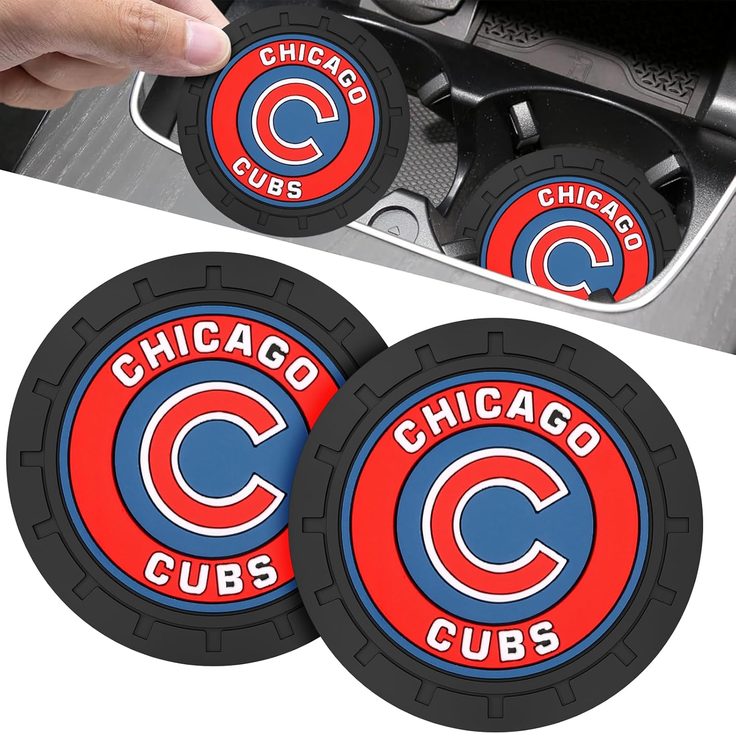 Amazon.com: for Chicago Cubs Car Cup Holder Coasters,Baseball Fans Car ...