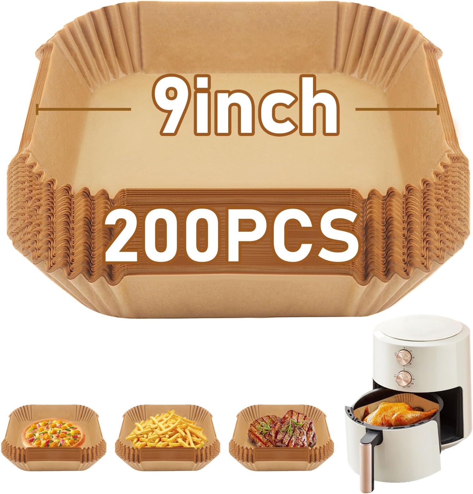 Amazon.com: Air Fryer Baking Paper Squares - 100-Pack, 9-Inch, Easy-Cut ...