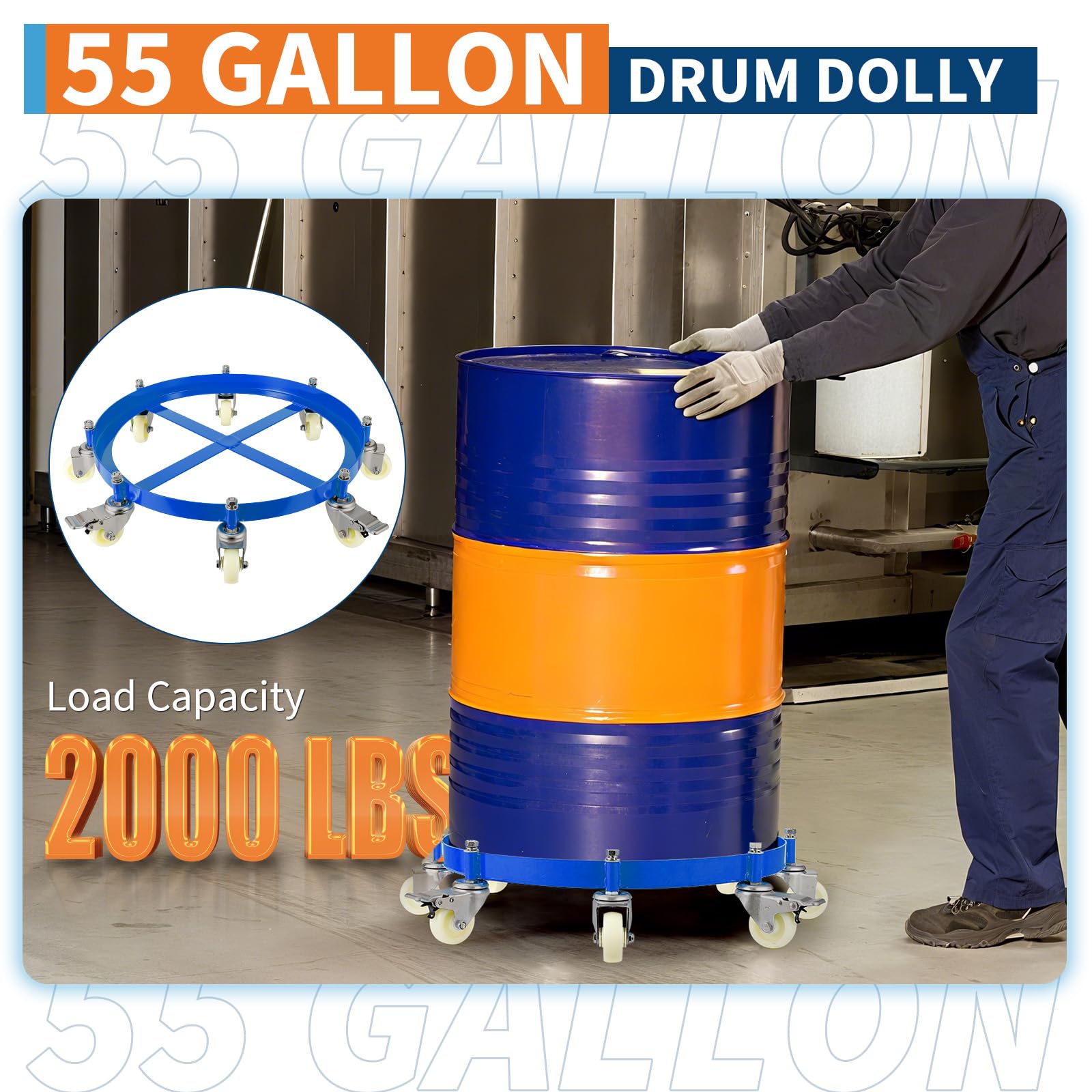 Snapklik.com : 55 Gal Drum Dolly,2000 LBS Load Capacity Barrel Dolly