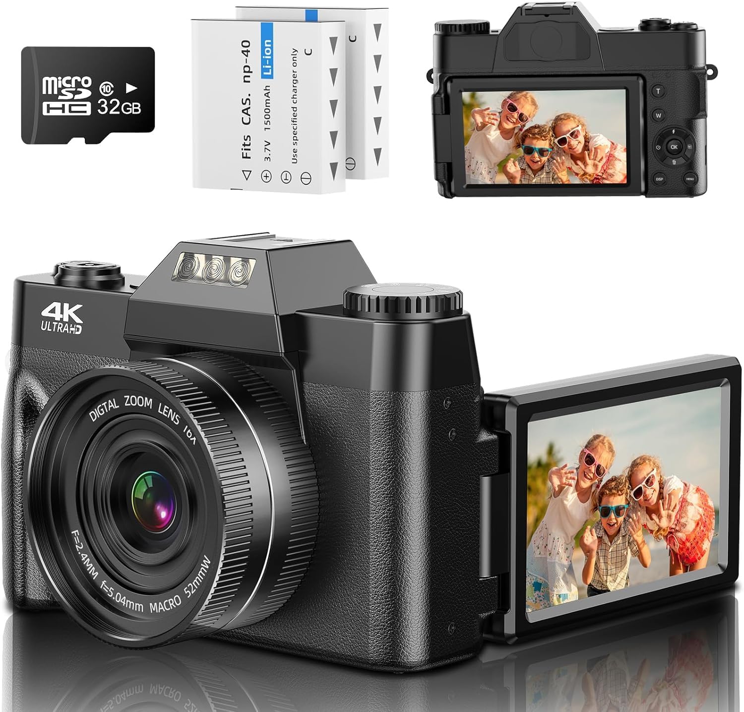 Digital Camera 4K 56MP UHD Vlogging Camera with 16X Digital Zoom 3.0 ...