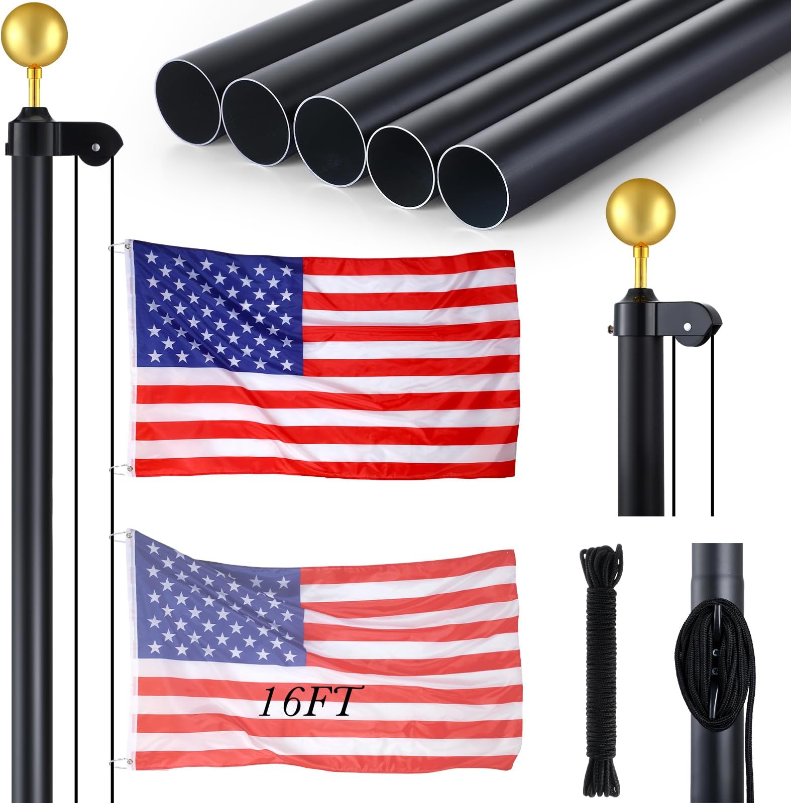 Amazon.com : BMFTRRI 25FT Inground Flagpole Kit for Outside In Ground ...