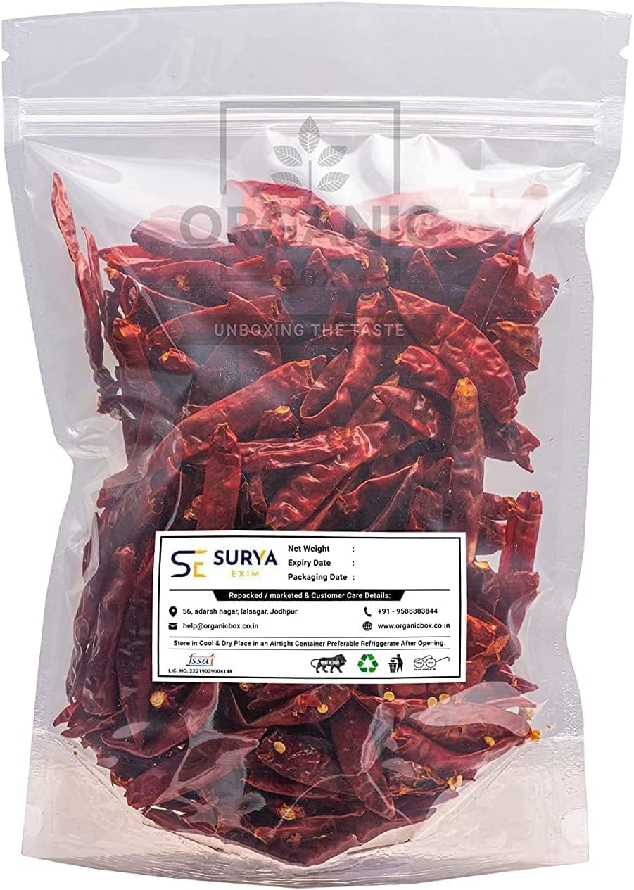 QURA Mathania Red Chilli Whole (Lal Mirch Sabut) Stemless - 400 Gram ...