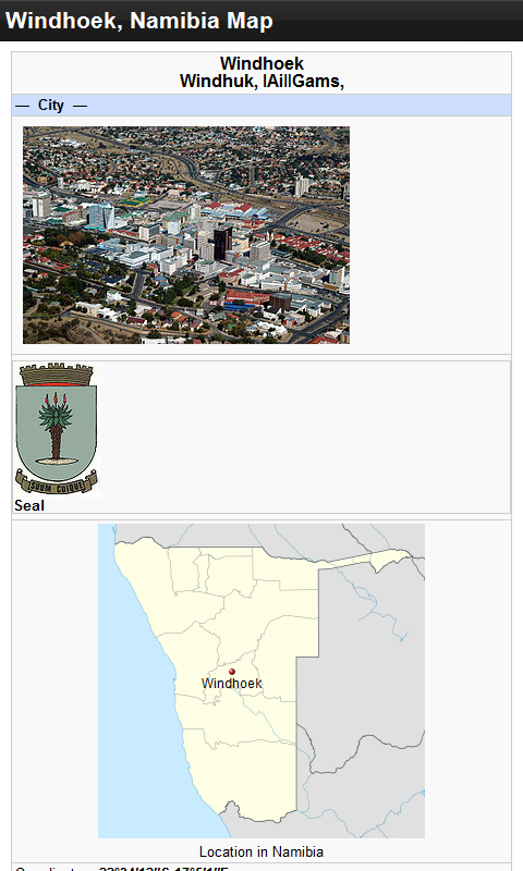 Windhoek Namibia Map