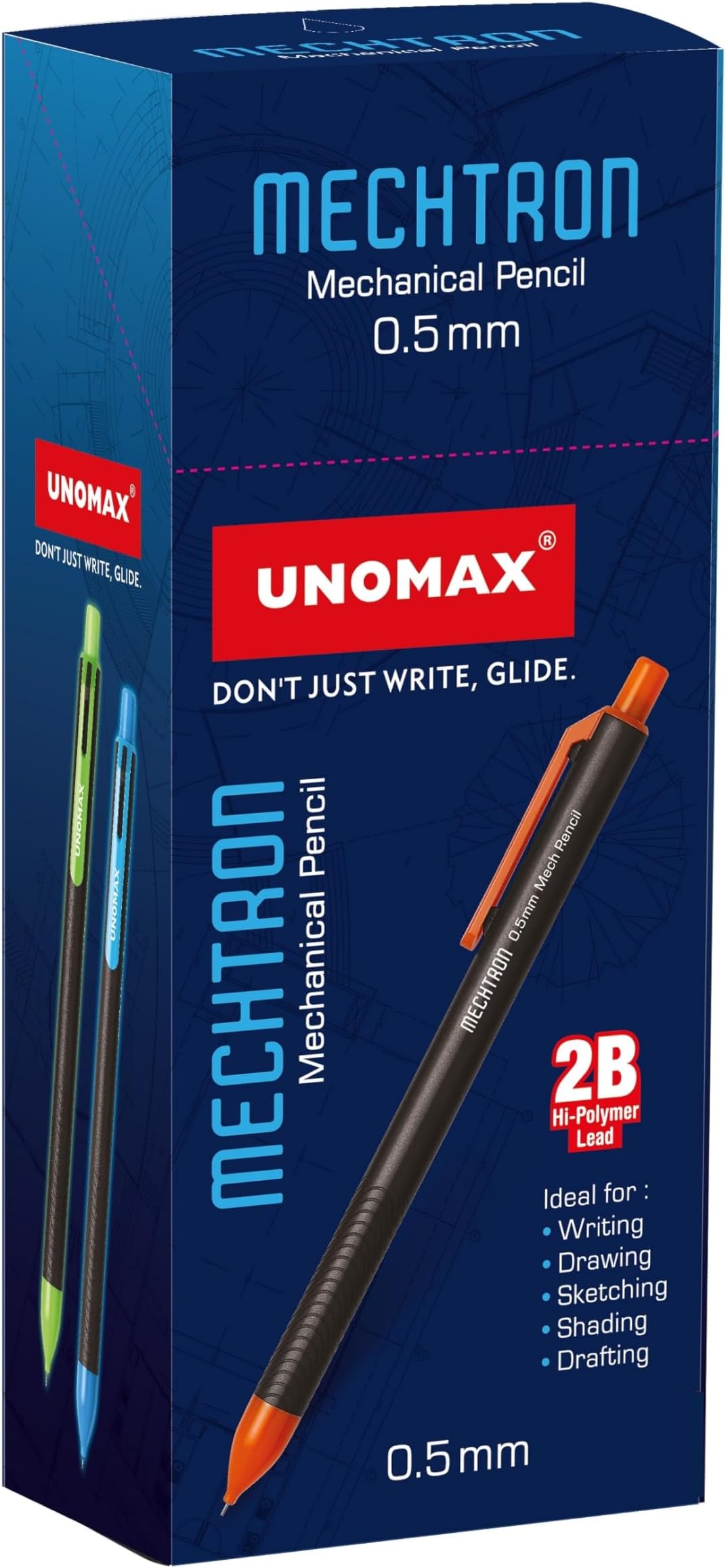 UNOMAX Mechtron Mechanical Pencil - Pack of 10 (0.5 MM) | Matt Finish ...