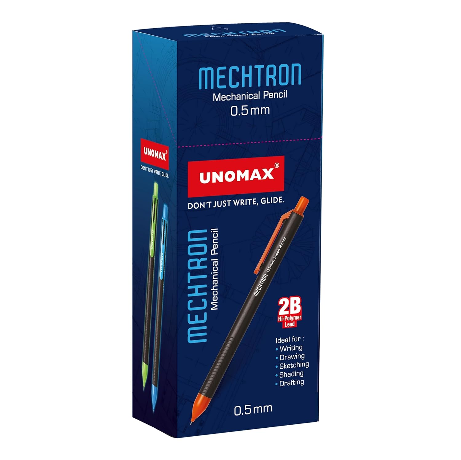 UNOMAX Mechtron Mechanical Pencil - Pack of 10 (0.5 MM) | Matt Finish Body | 0.5 MM Tip Size ...