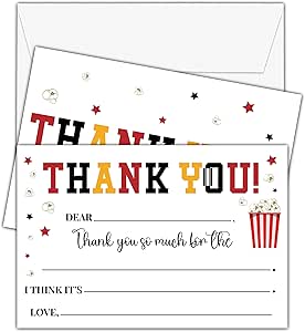 Amazon.com : cyazila Popcorn Thank You Cards With Envelopes, Kids Thank ...