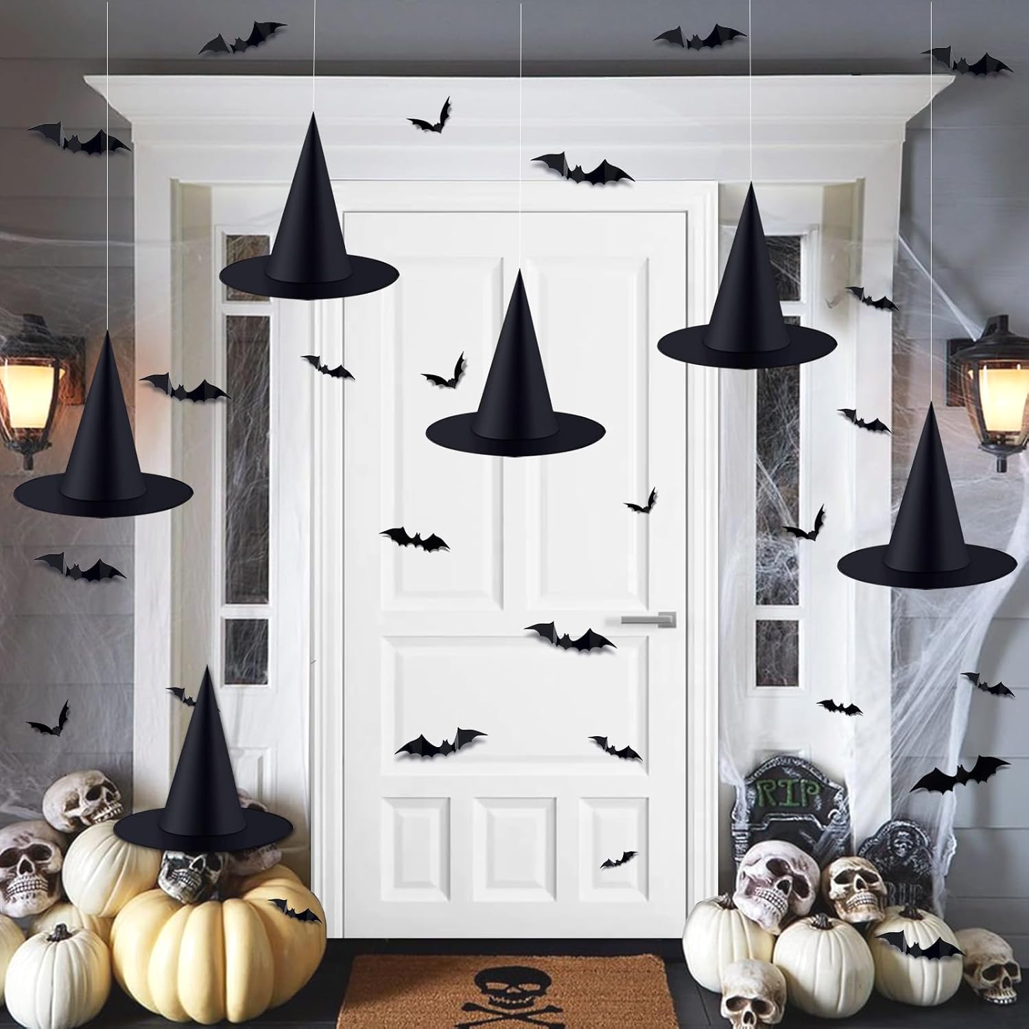 Amazon.com: Vellibring 6 PCS Halloween Black Witch Hats Decoration ...