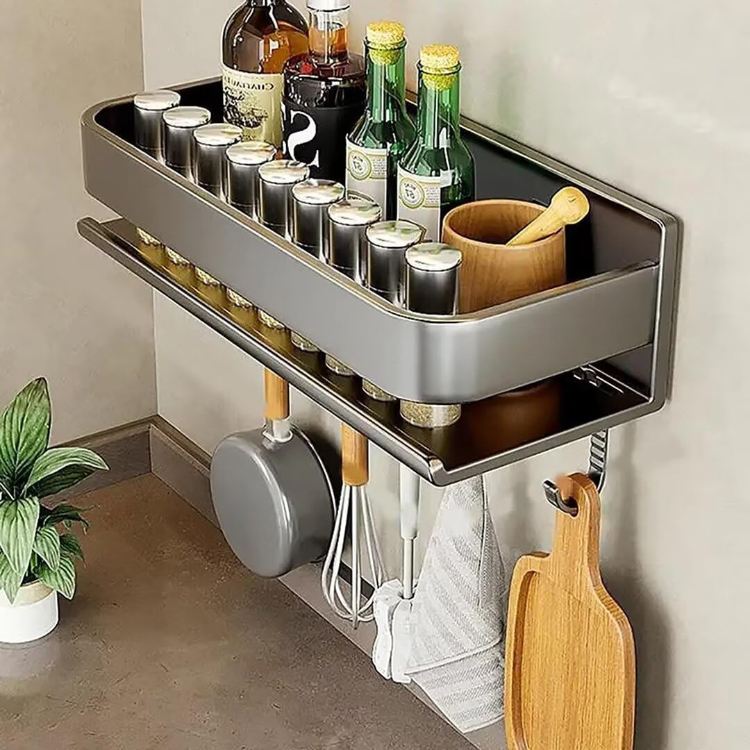 Spice Rack, Spice Rack Wall, Spice Rack Hanging with Hooks, Kitchen ...