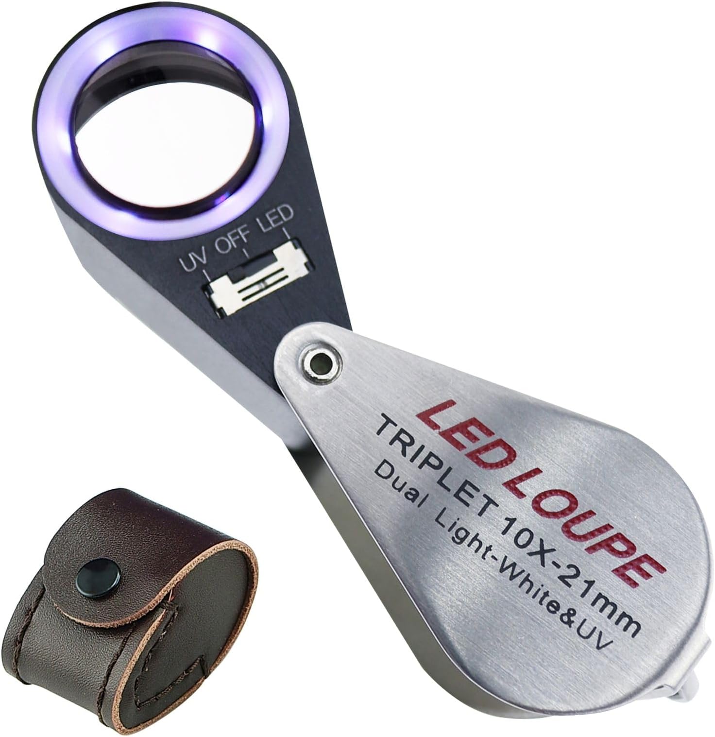 Amazon.com: 10x Foldable Pocket Magnifier Loupe with UV and LED Light ...