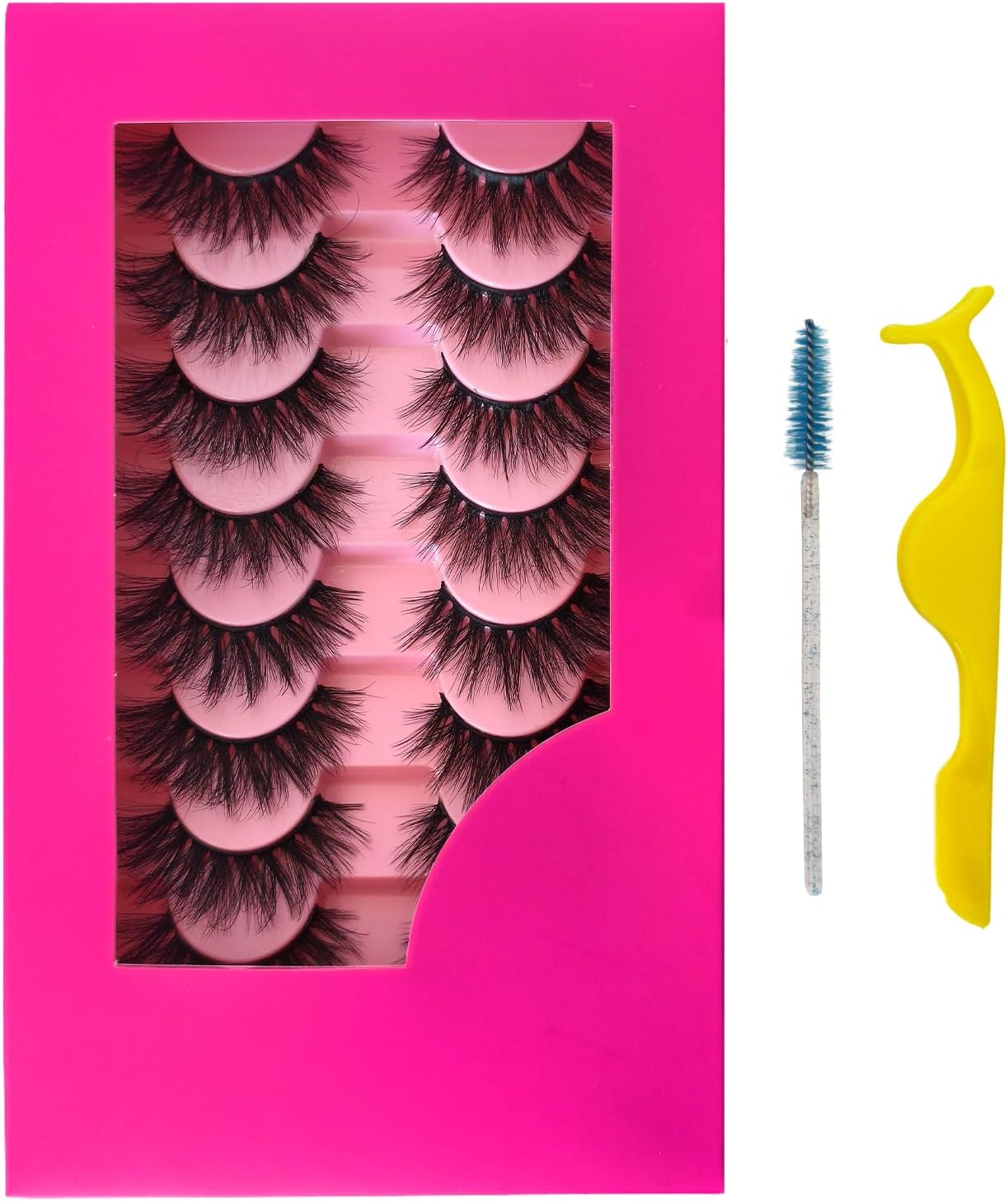 Amazon.com: 3D False Eyelashes book 8pair Cross Fluffy Natural Look ...